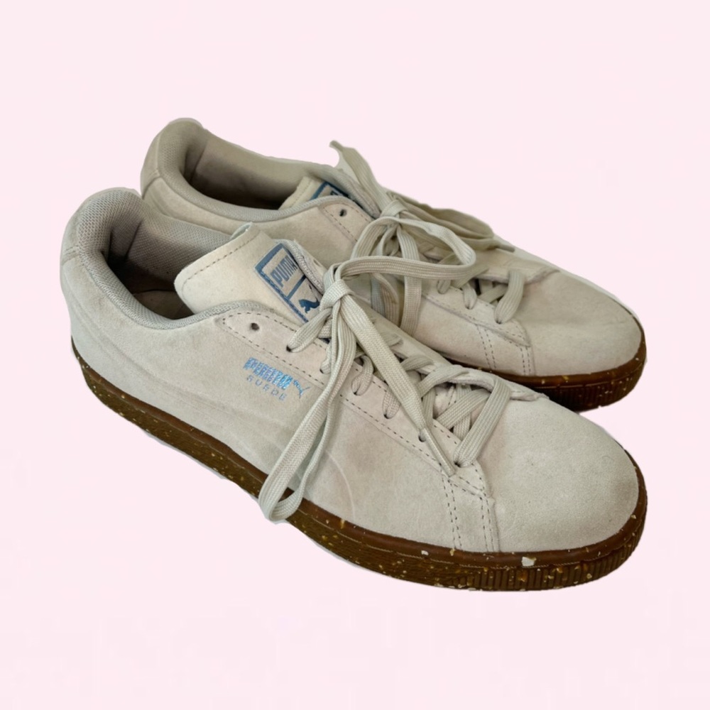 Puma Tan Suede Classics With Blue Logo - Gem